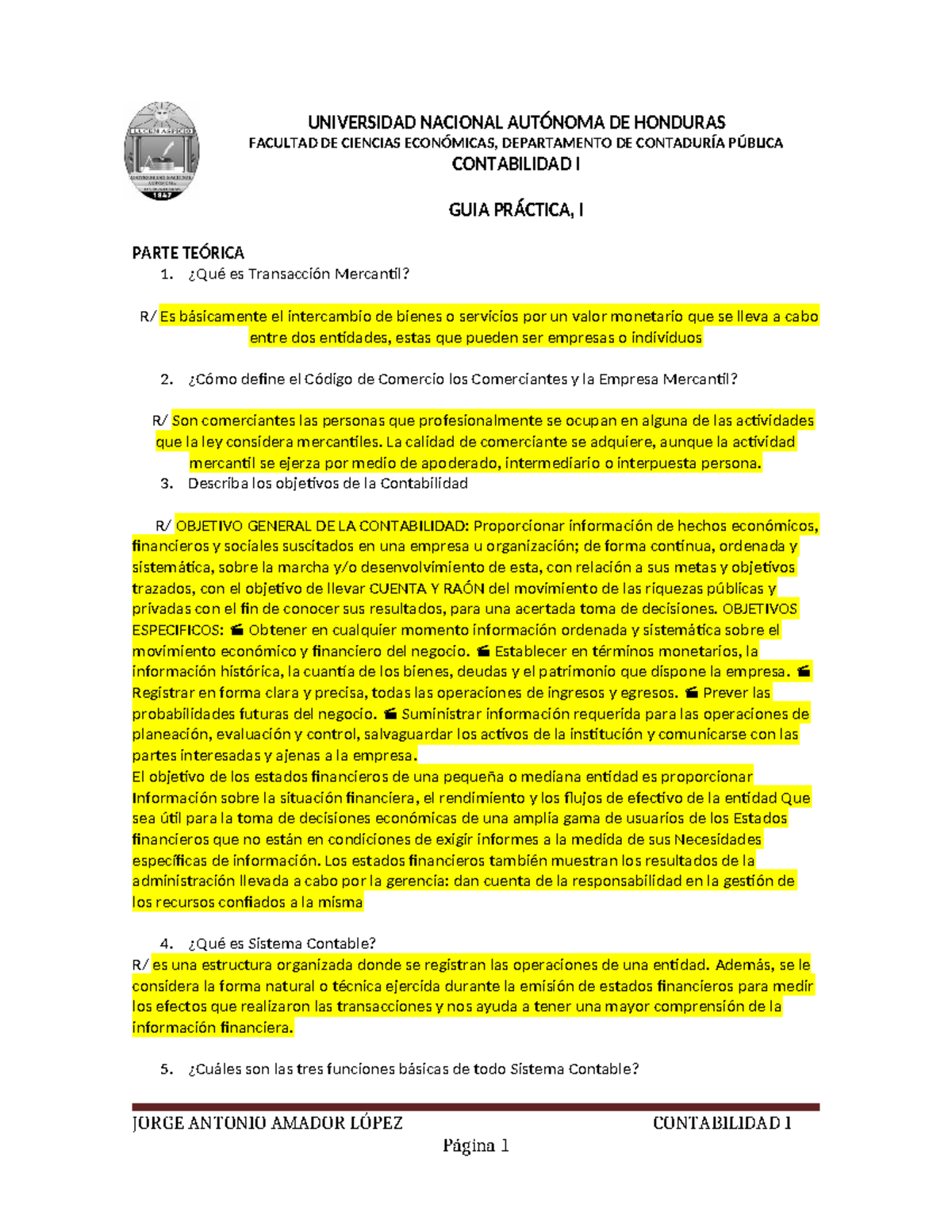 Guía Práctica Resuelta de Contabilidad I (1) - UNAH - Studocu