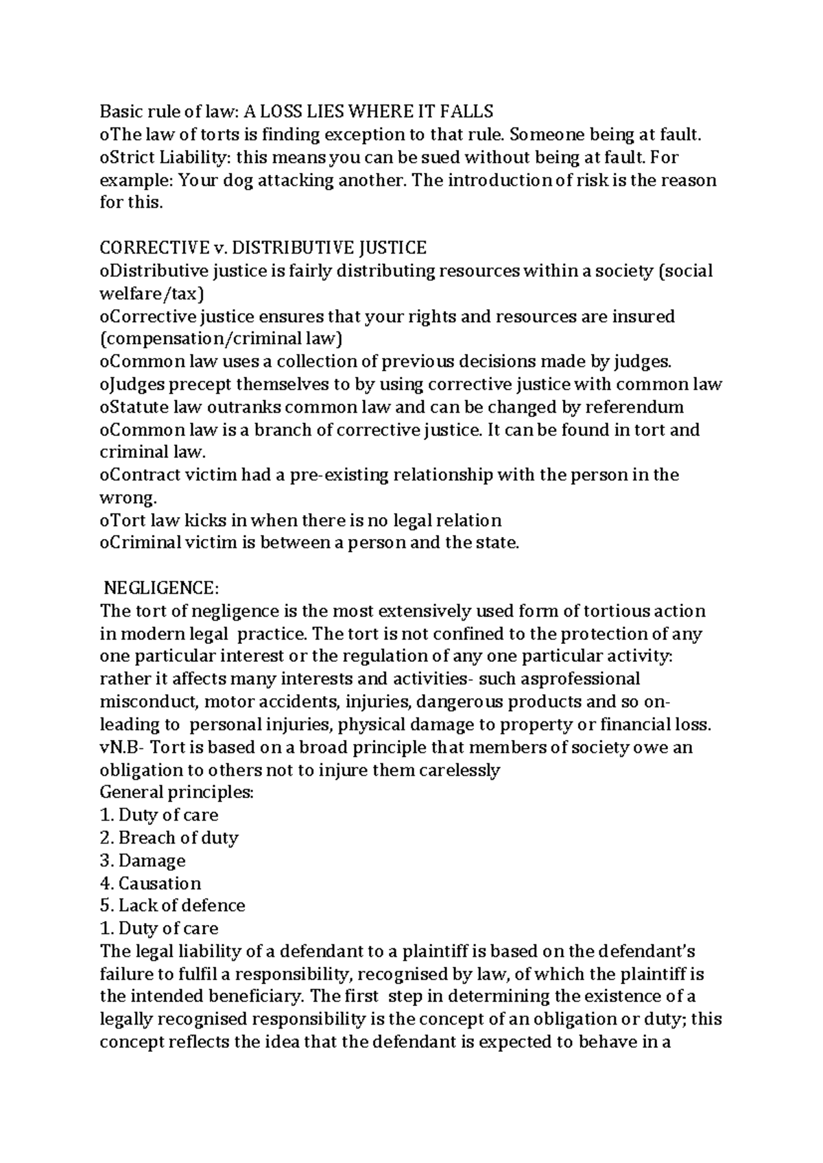 Tort Law Cases Summaries: Key Principles and Landmark Decisions - Studocu