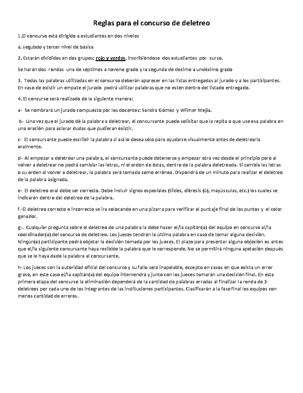 Reglas y Detalles del Concurso Deletreo 2024 - Studocu