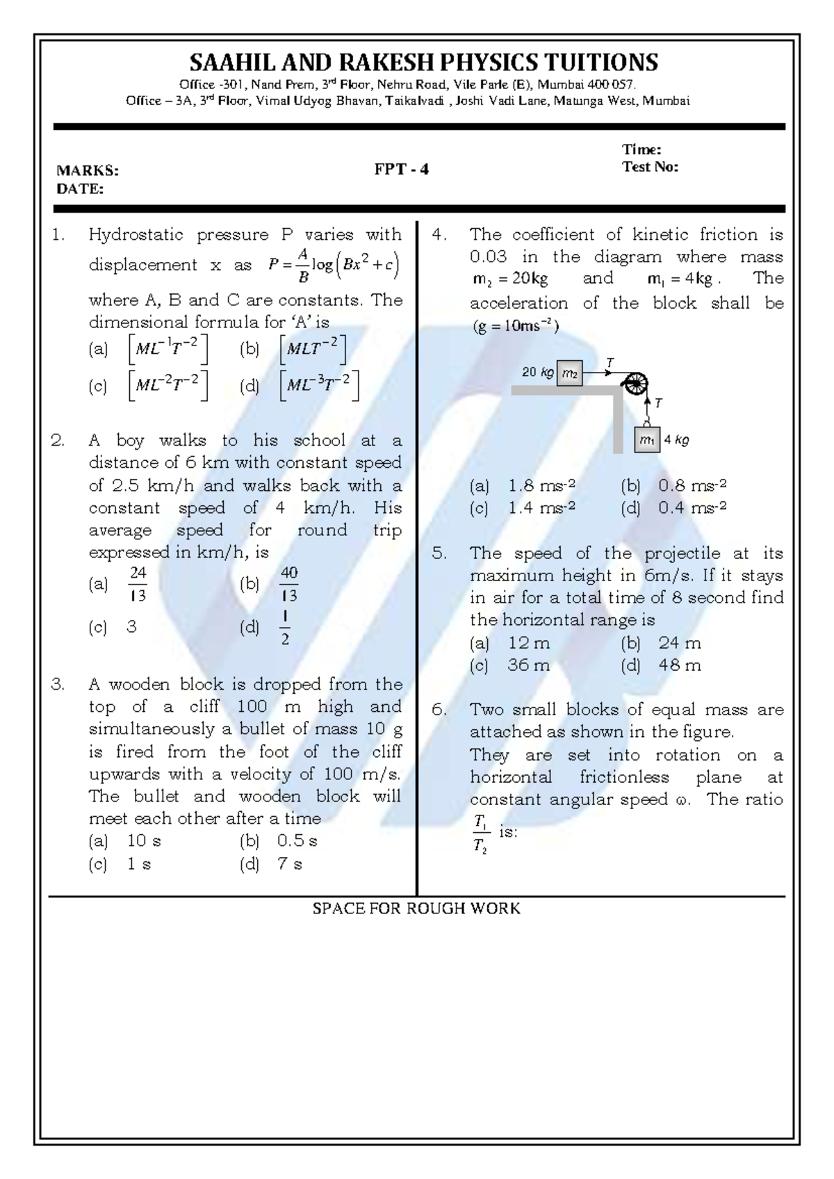 FPT - 4 Physics Test Notes for NEET Preparation - Studocu