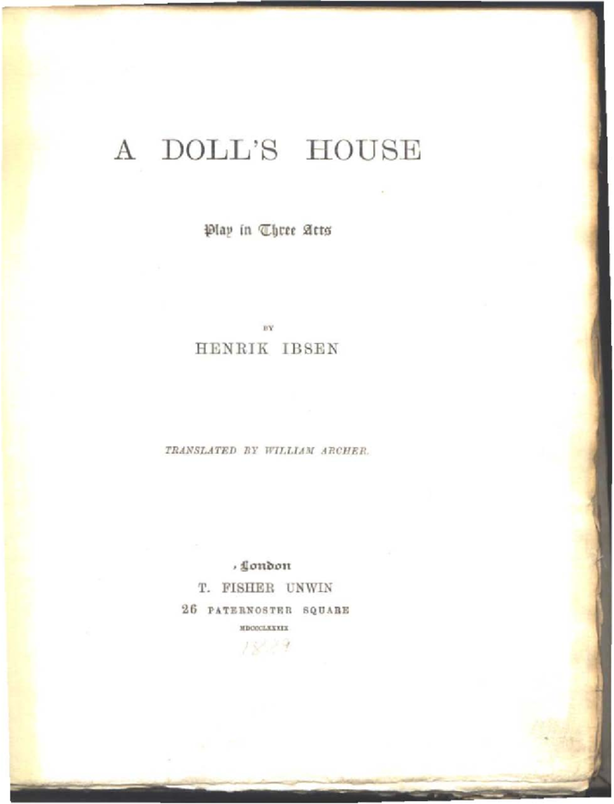 A Doll's House- Henrik Ibsen Annotated Edition Notes - Studocu