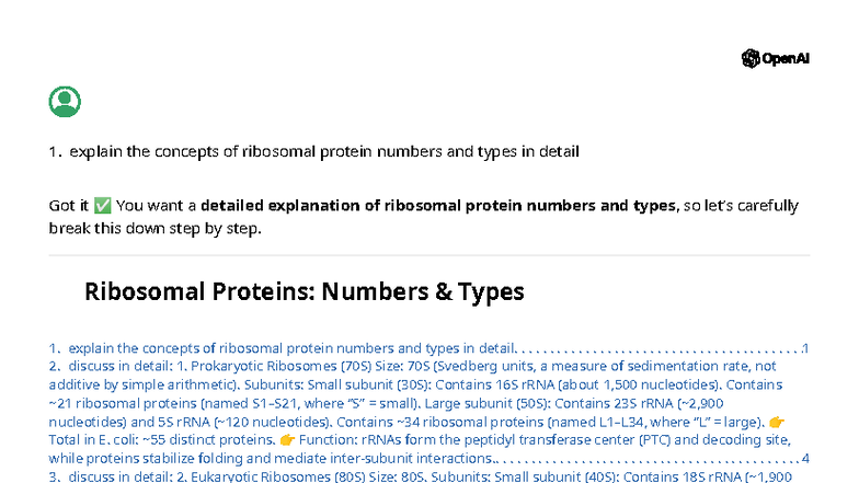 Ribosomal Proteins: Numbers & Types Explained in Detail - Studocu