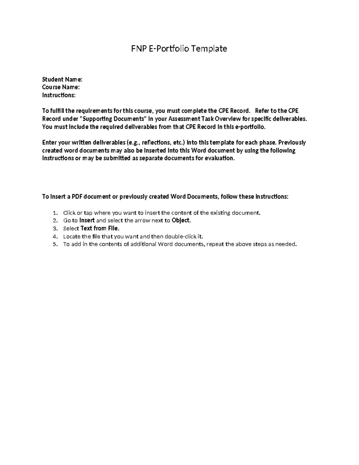 FNP CPE Record Template for Student Deliverables - Studocu