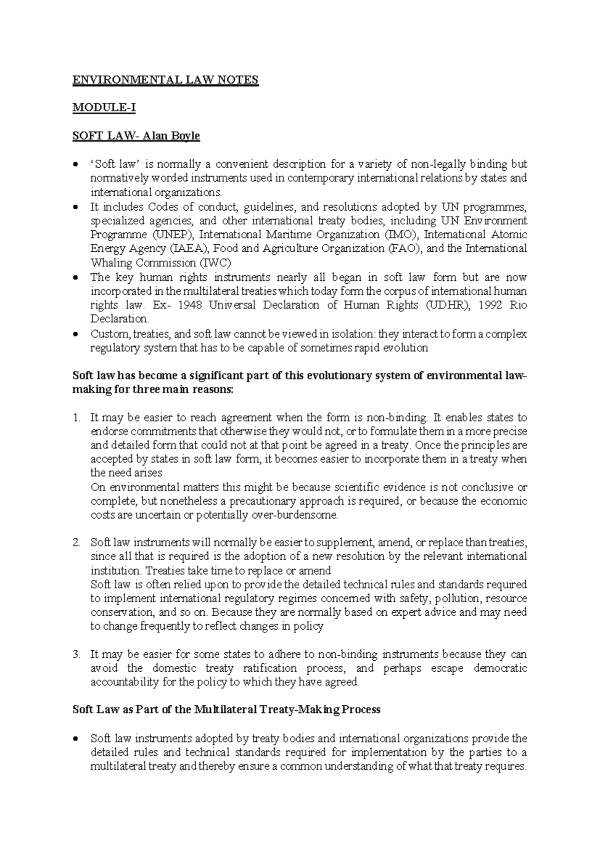 ENVIRONMENTAL LAW NOTES (SOFT) - A Comprehensive Overview - Studocu