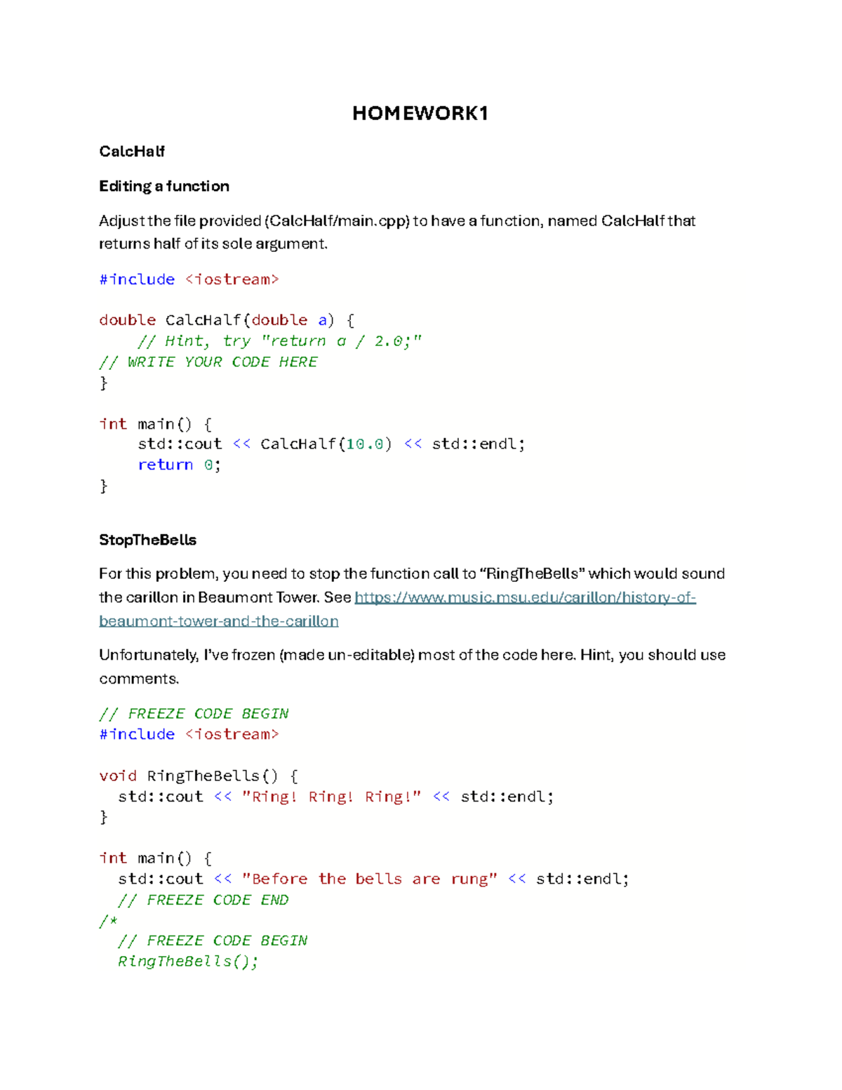 Homework 1-4: Functions and Input Handling in C++ - Studocu