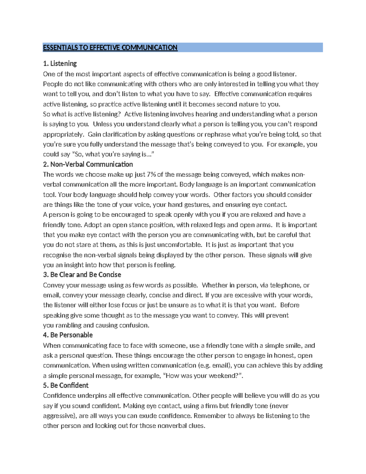 Effective Communication Skills: Essentials for Success - Studocu