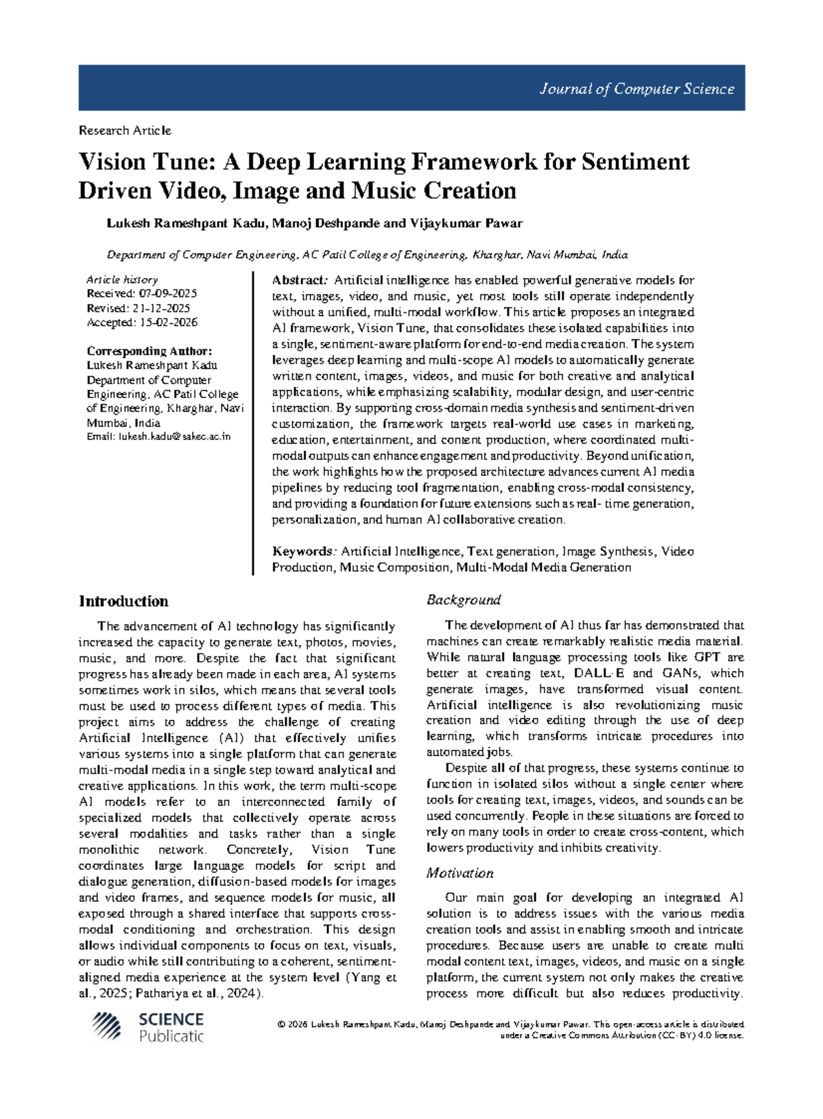 Vision Tune: A Unified AI Framework for Multimedia Creation in CS ...