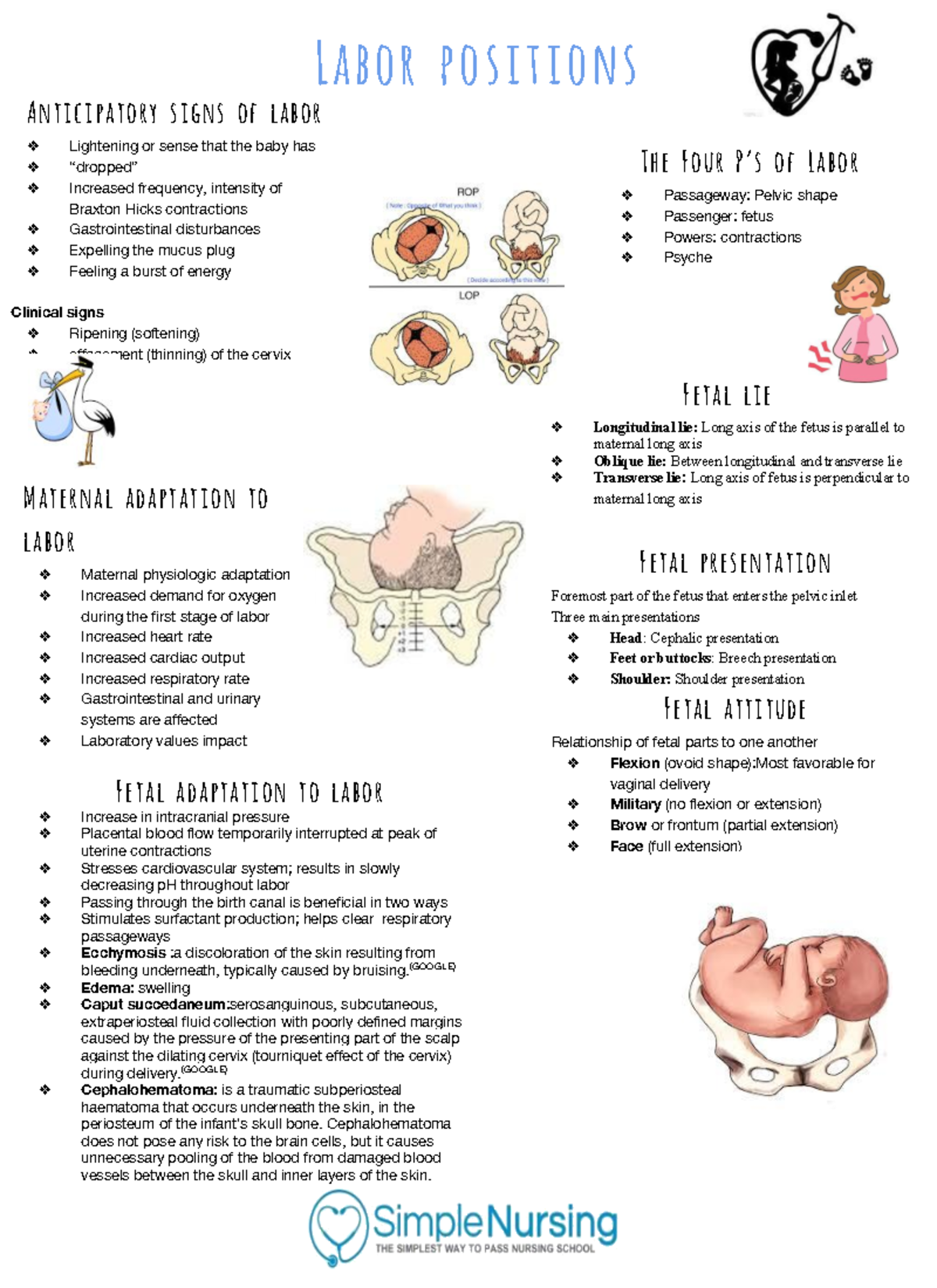 Labor Positions - Simple Nursing Review Notes - Studocu