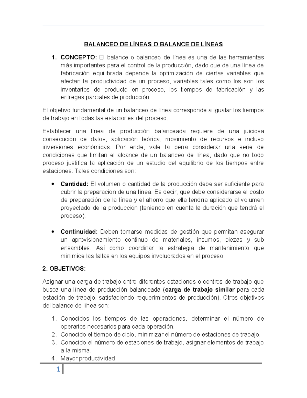 Balanceo de Líneas: Análisis y Métodos para Optimización - Studocu