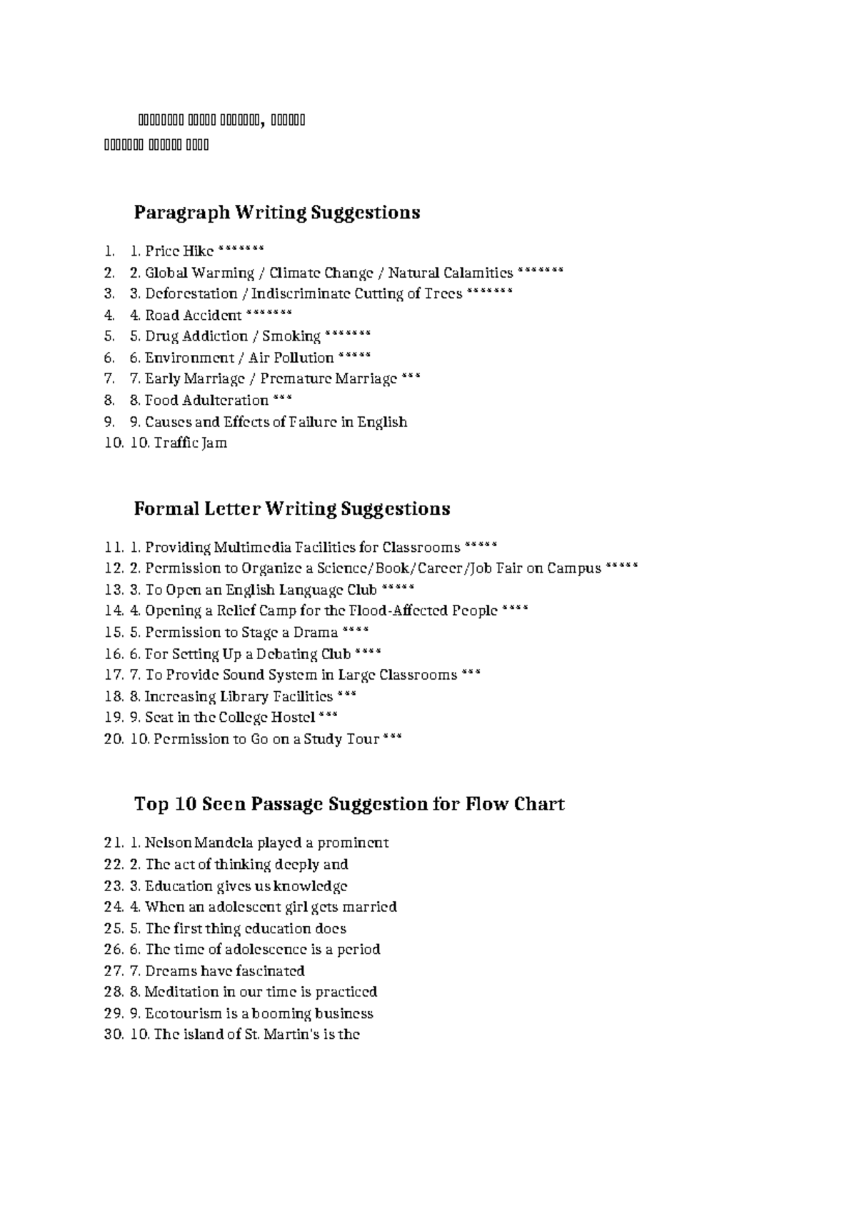 HSC 2025 Paragraph & Letter Writing Suggestions - Studocu