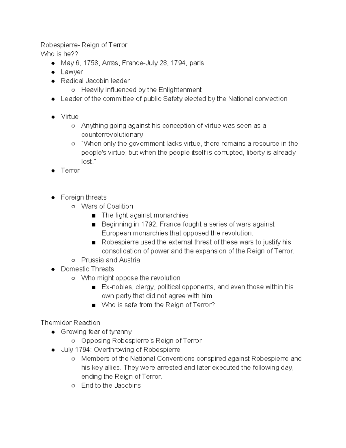 Robespierre and the Reign of Terror: Analyzing Revolutionary Power ...