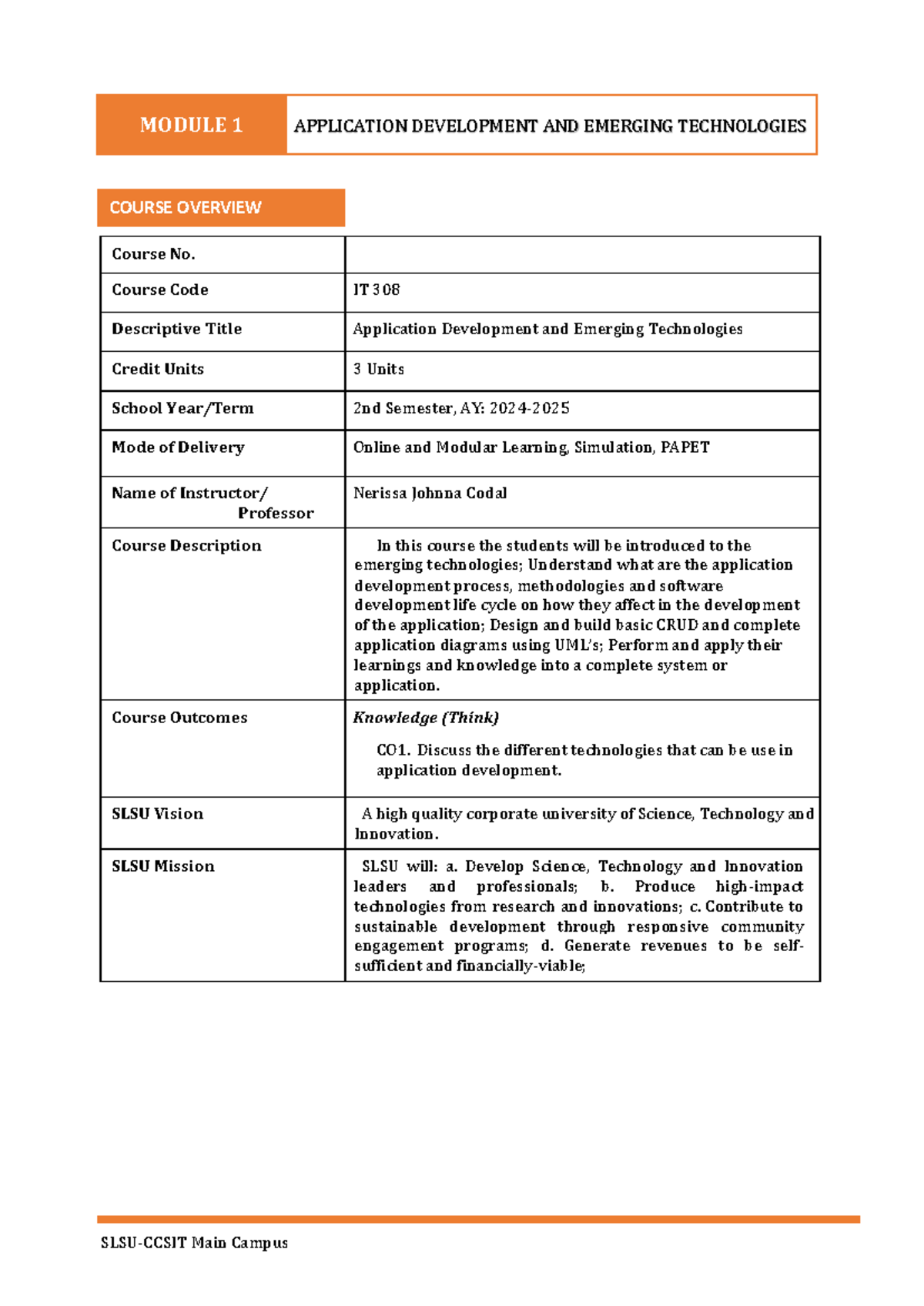 IT 308 Module 1: Application Development & Emerging Tech Overview - Studocu