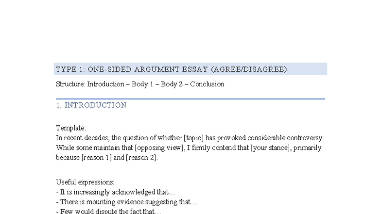 Argumentative Essay Templates: Structure & Examples - Studocu