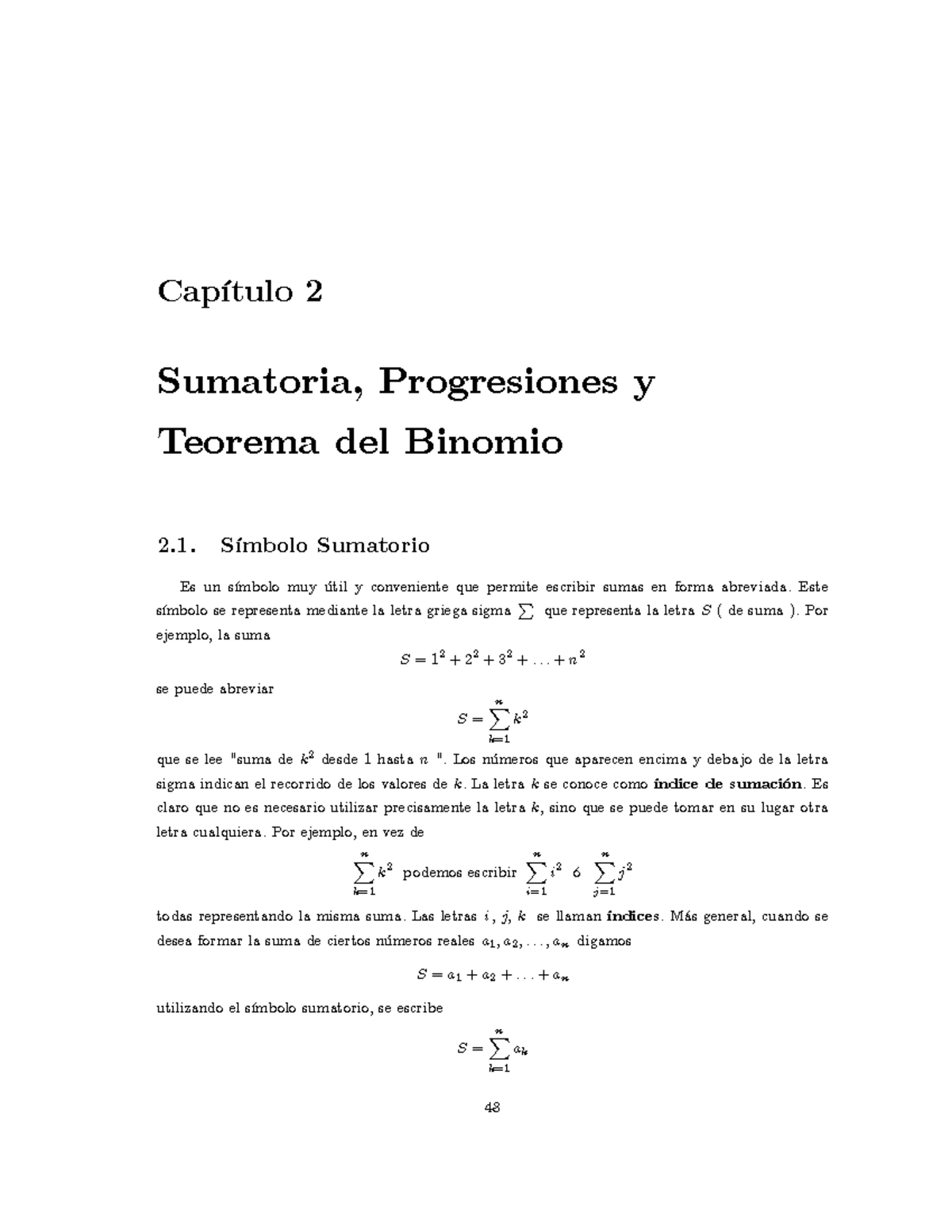 Teoria Sumatoria - Símbolo sumatorio, progresión aritmética, progresión ...