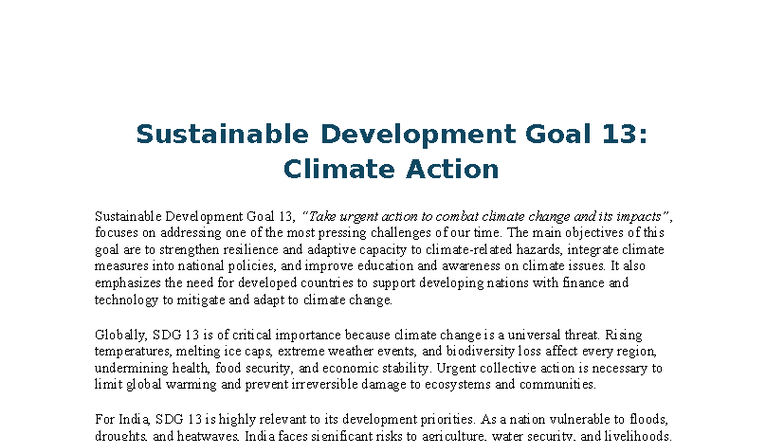 Sustainable Development Goal 13: Climate Action Strategies and Insights ...