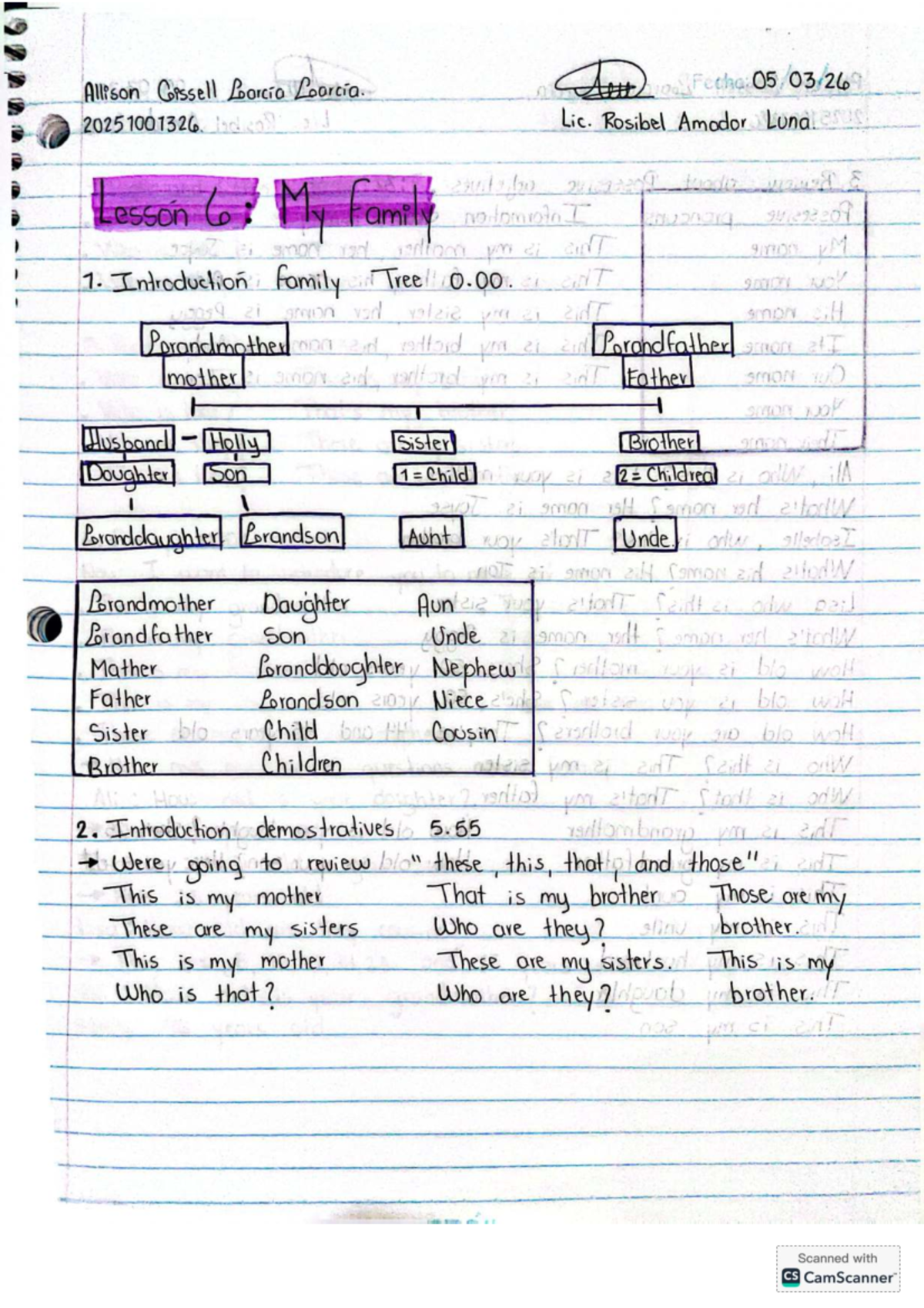 ANT 20251001326 Lesson 6: My Family and Possessive Adjectives - Studocu