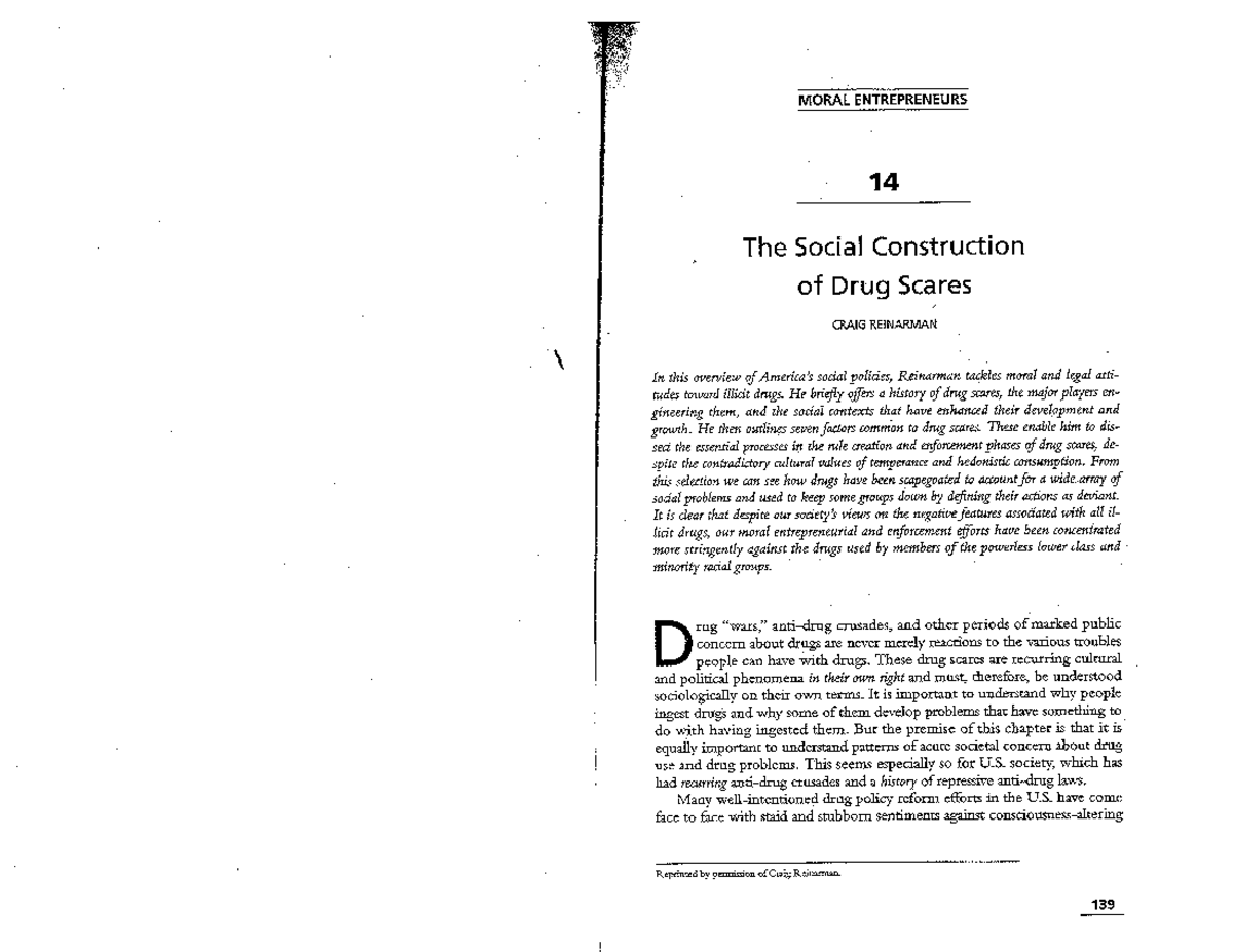 Reinarman 2006: Social Construction of Drug Scares Overview - Studocu