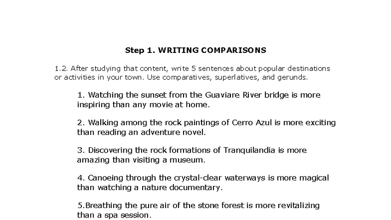 Tarea 111 - Comparisons and Listening Comprehension Activities - Studocu