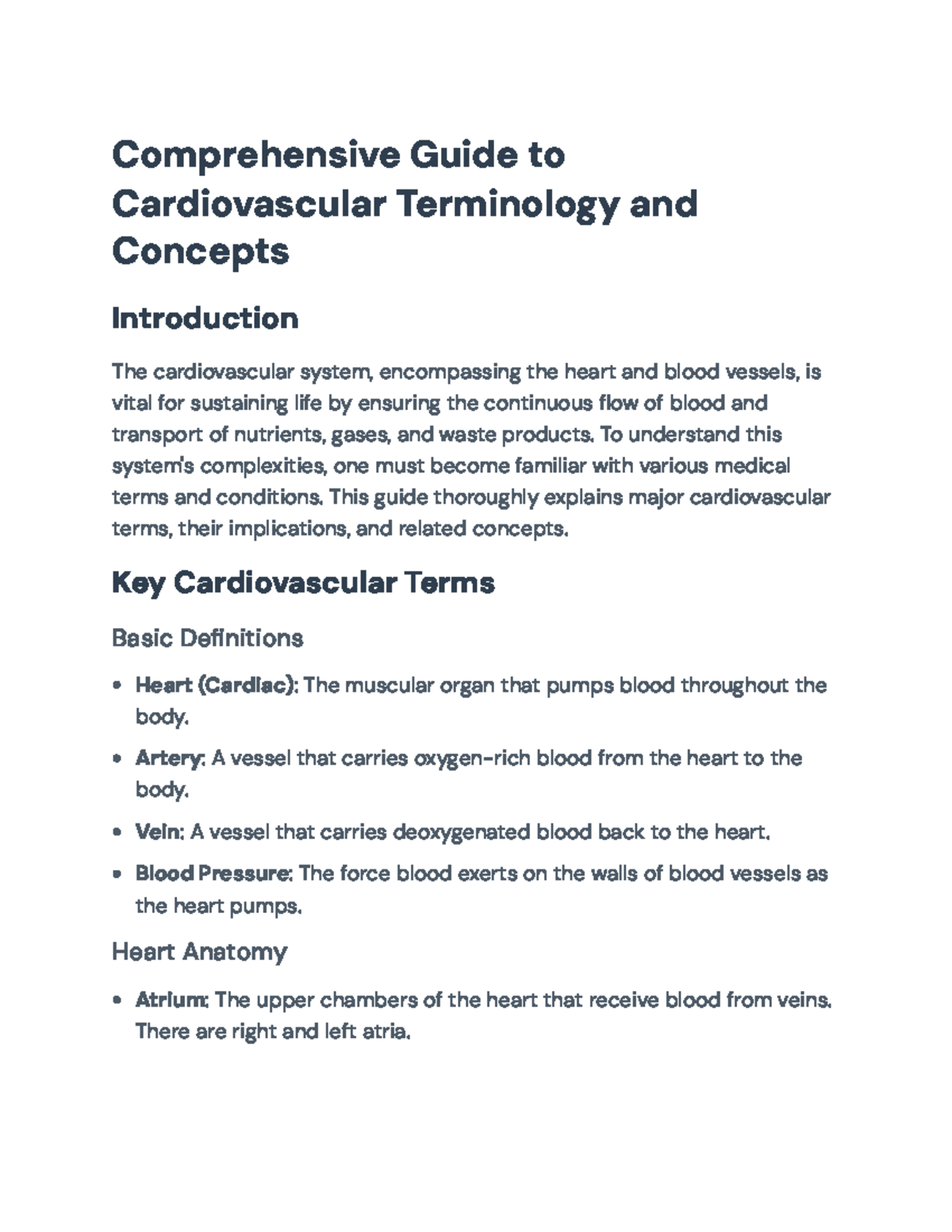 Comprehensive Guide to Cardiovascular Terminology and Conditions ...
