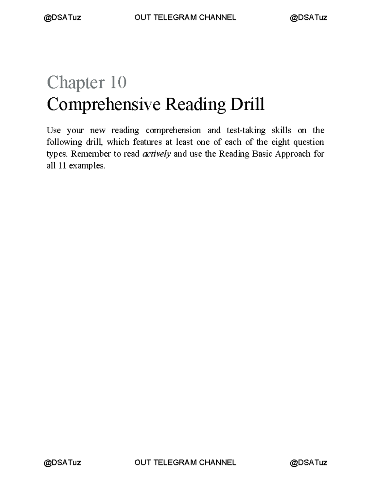 R&W Drills - Practice Test SAT: Chapter 10 Comprehensive Reading Drill ...