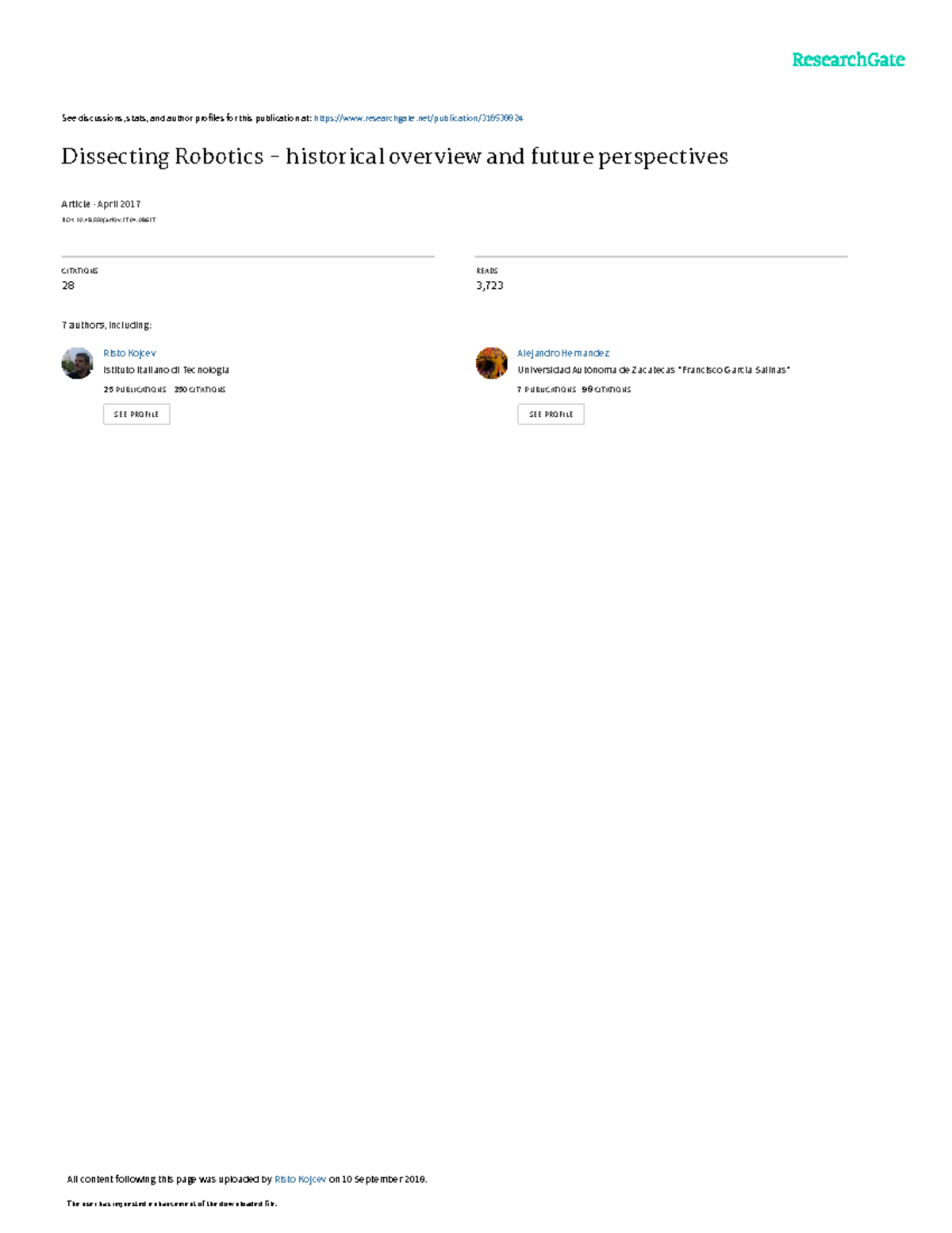 Dissecting Robotics: Historical Overview & Future Perspectives (ENGR ...