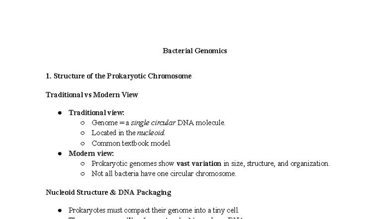 BIO 3124 - Lecture 13: Bacterial Genomics & Prokaryotic Chromosome ...