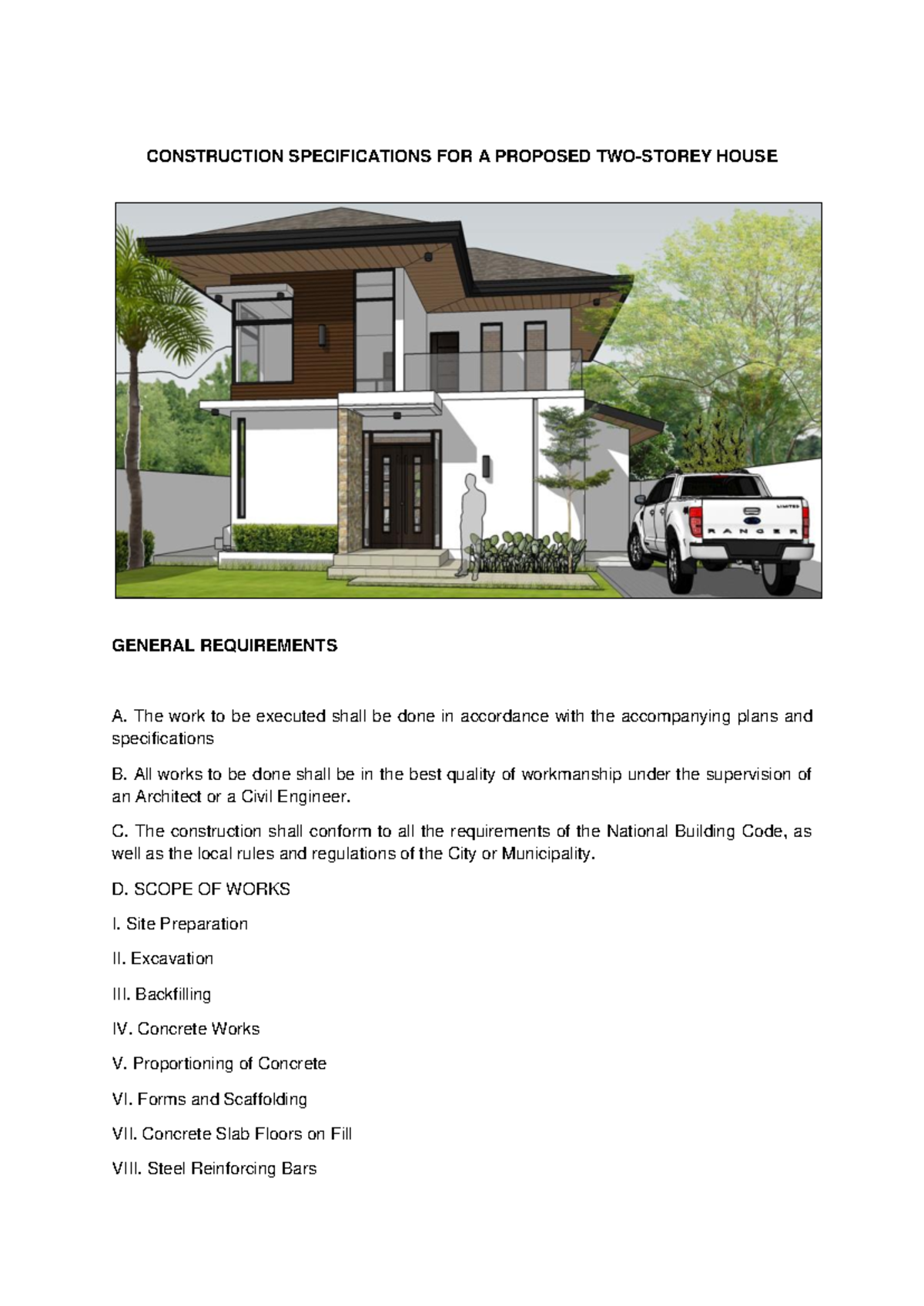Construction Specifications for Proposed 2-Storey Residential Bldg ...