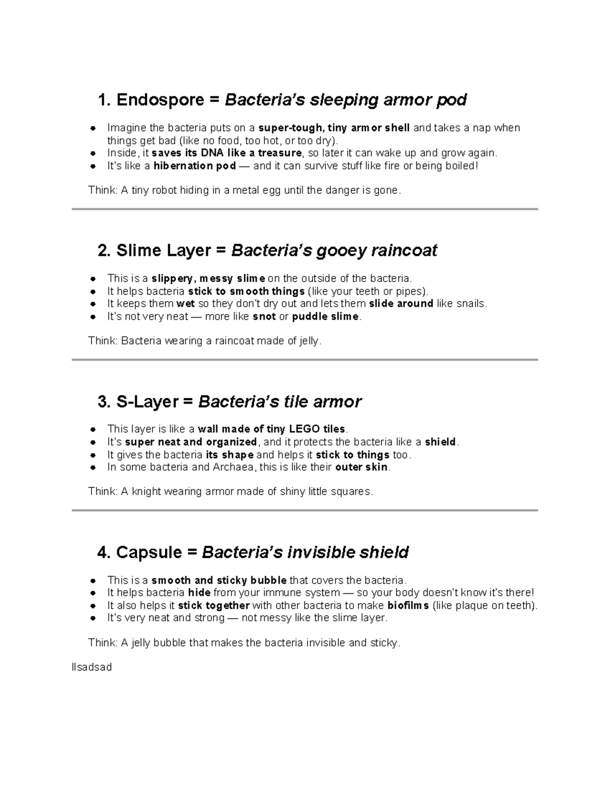 Bacteria Structures: Endospore, Slime Layer, Tile Armor & Capsule - Studocu