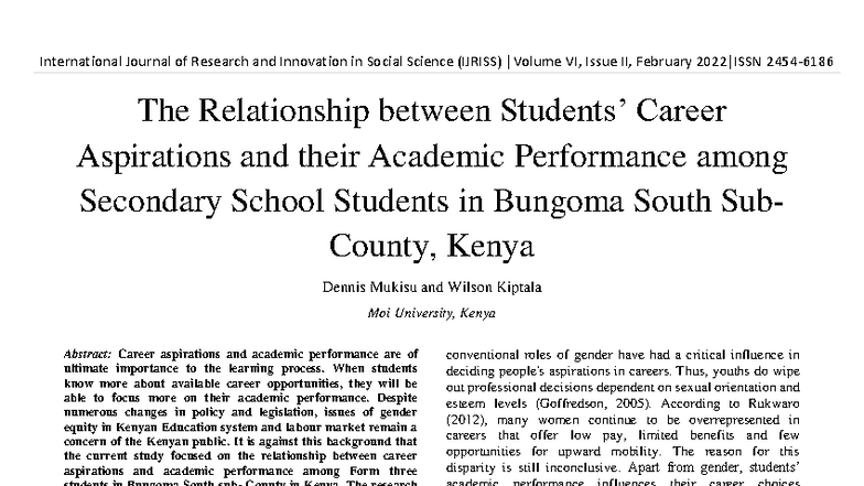 The Relationship Between Career Aspirations and Academic Performance ...