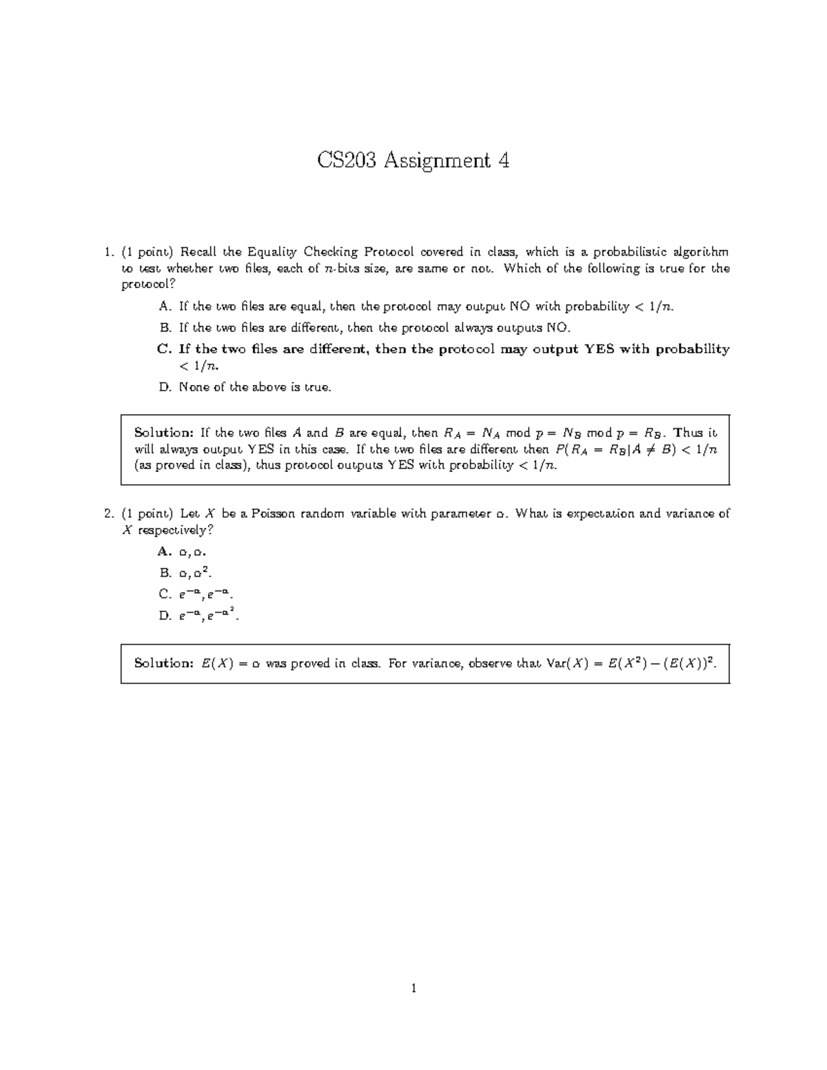 Nptel CS203 Probability Assignment 4 Solutions and Analysis - Studocu