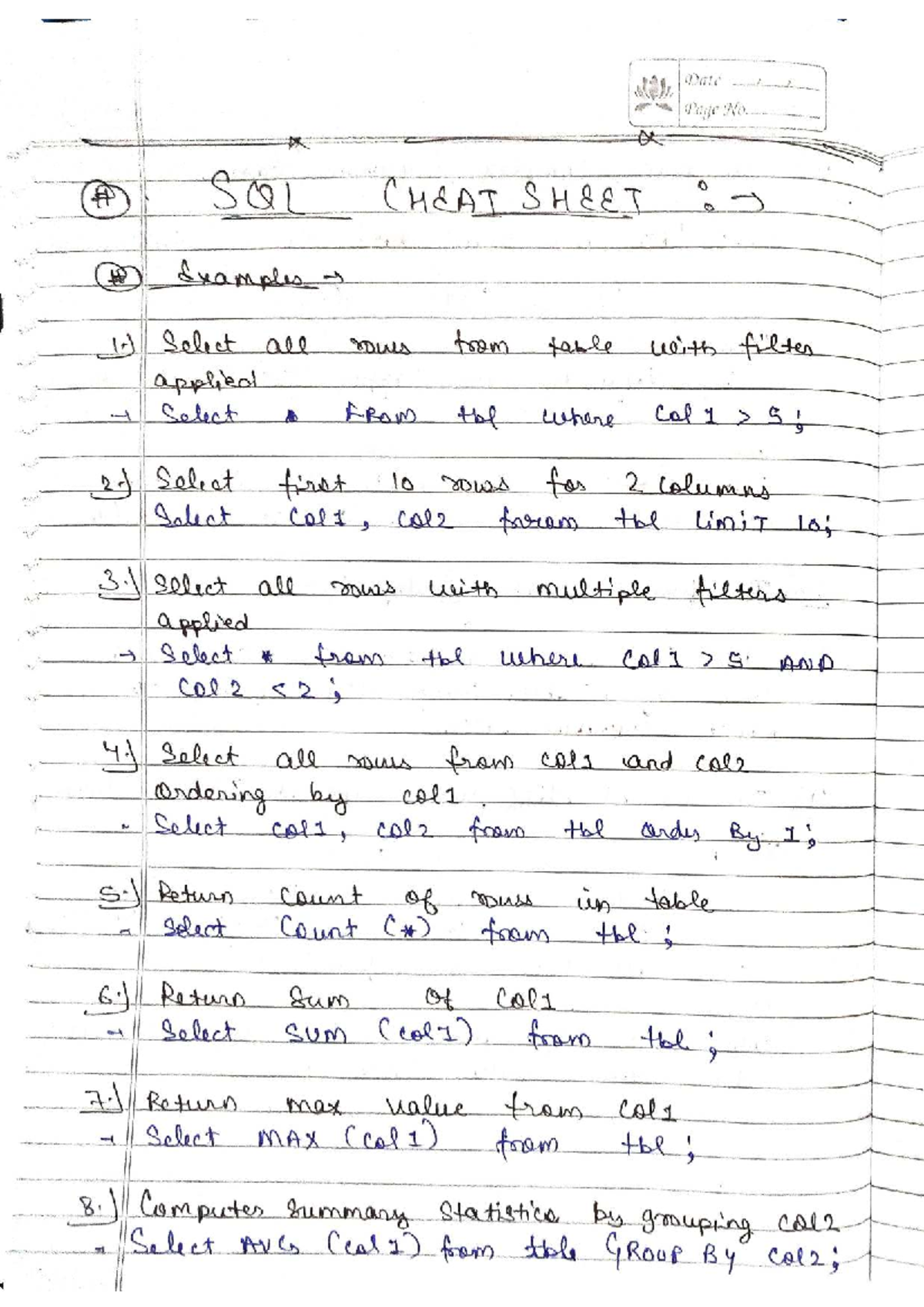 SQL CHEAT SHEET: Essential Examples and Queries for CHEAI - Studocu