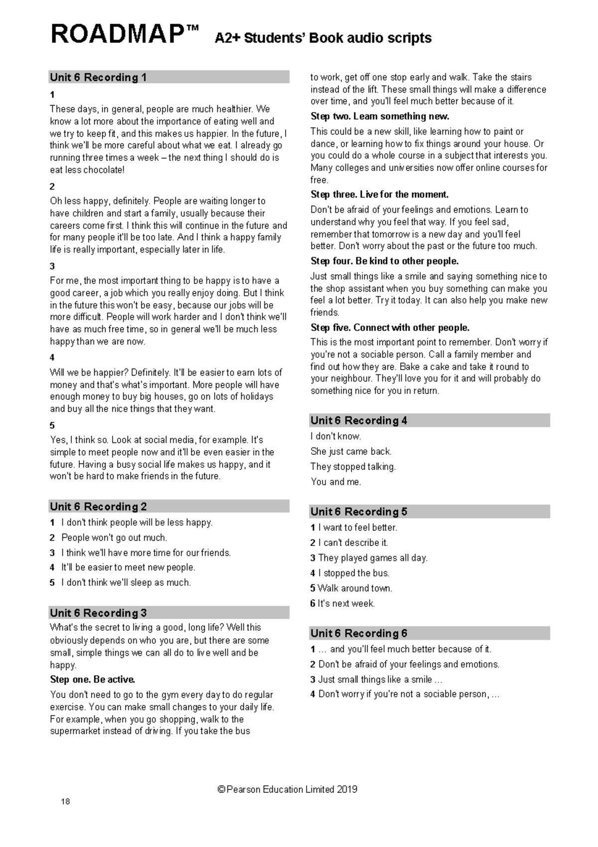 A2+ Students' Book Audio Scripts - Book 2 Overview - Studocu
