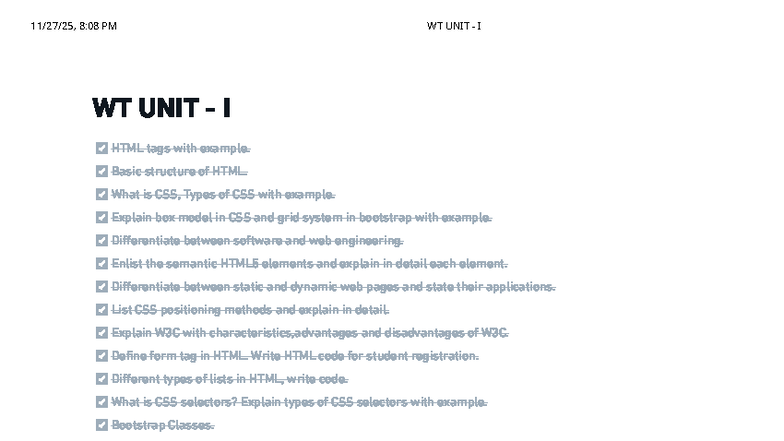 WT UNIT I: Comprehensive Guide to HTML, CSS, and Bootstrap Concepts - Studocu