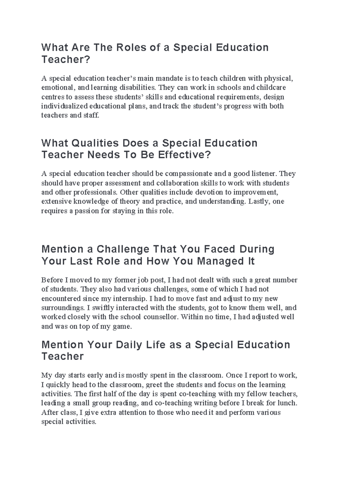 Special Education Teacher - What Are The Roles of a Special Education ...