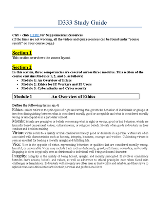 EIT Study Guide v2 - Ethic in Technology – Study Guide Section 1: An ...