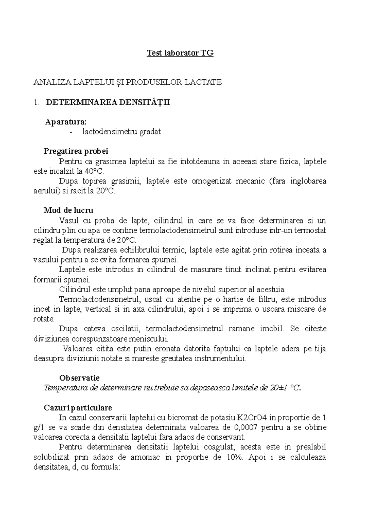 Test laborator TG - Test laborator TG ANALIZA LAPTELUI ȘI PRODUSELOR ...