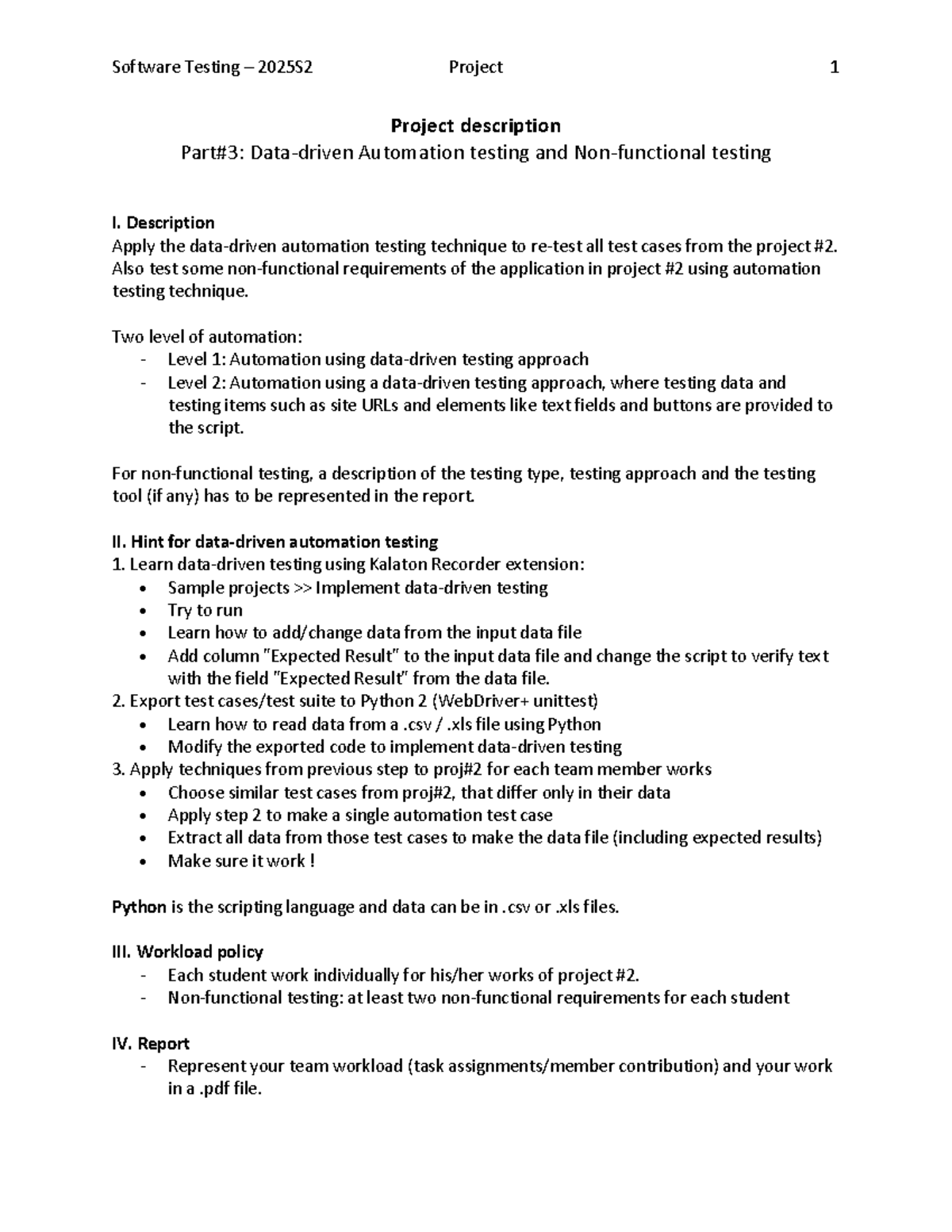 Software Testing 2025S2 Project 1: Automation Testing Overview - Studocu