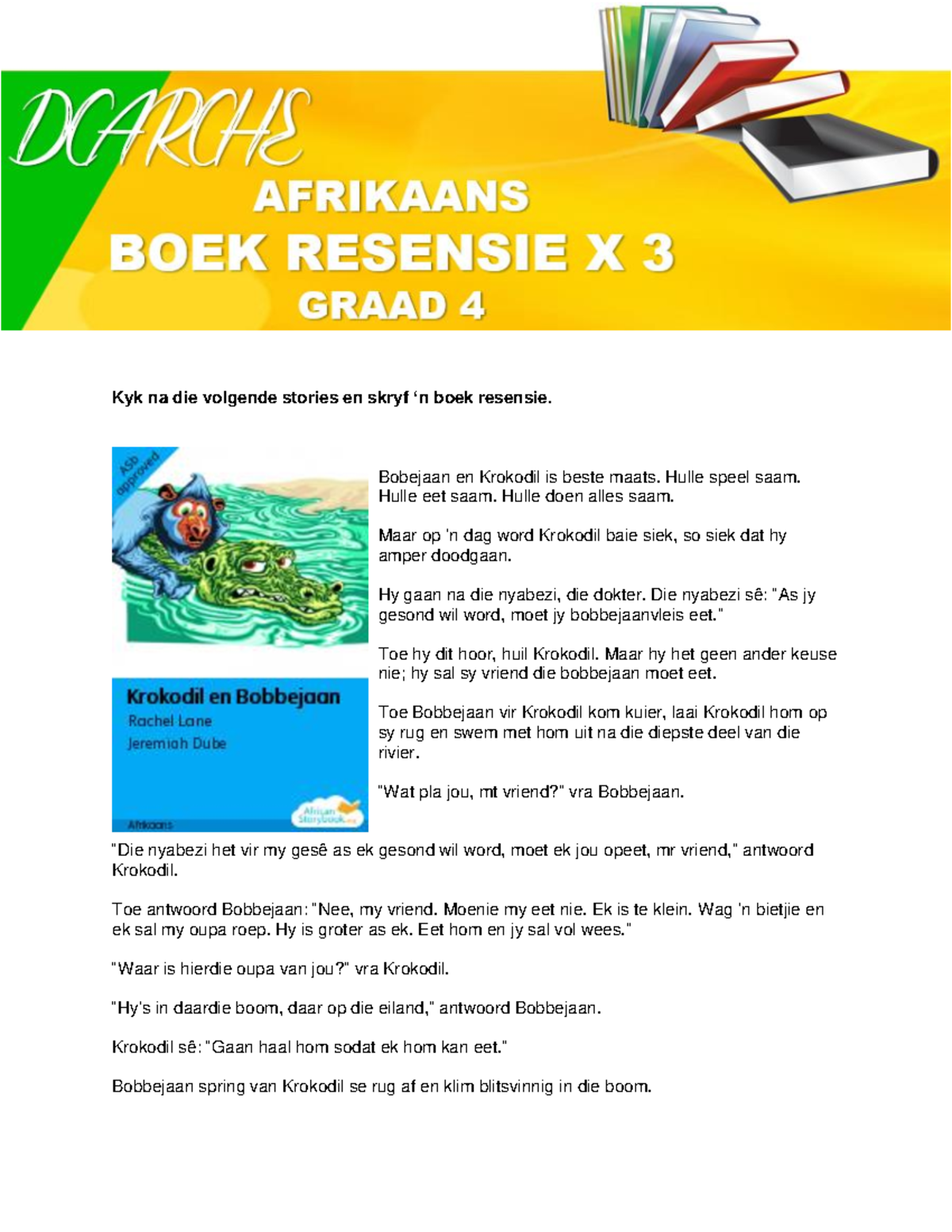 Graad 4 Boekresensie: Ontleding van Vriendskap en Konflik in Verhale ...