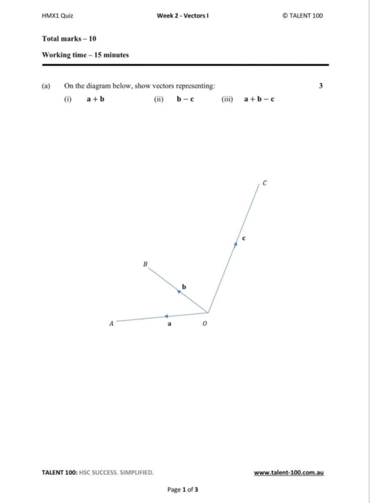 HMX1 Quiz Week 2: Vectors I - TALENT 100 Insights - Studocu