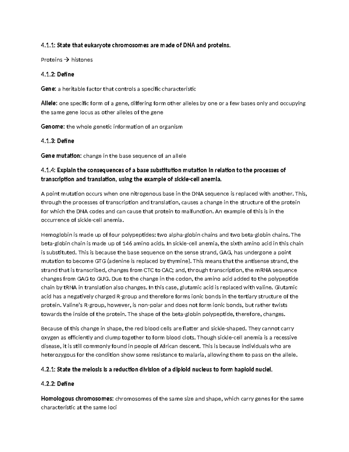 IB HL Biology Topic 4: Genetics and Chromosomal Inheritance Notes - Studocu