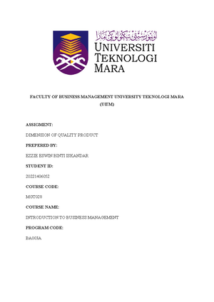 Group Assingment MGT028 - SEMESTER 1 SEPTEMBER –DECEMBER 2018 MGT ...