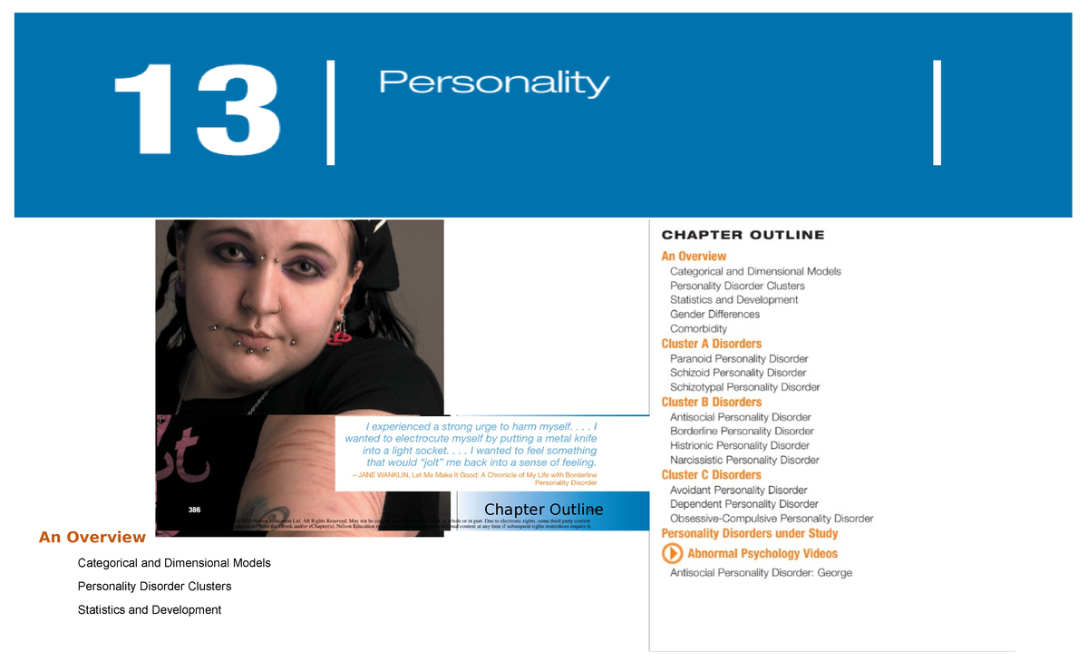 Abnormal Psych (HAND-OUTS) - Chapter Outline An Overview Categorical ...