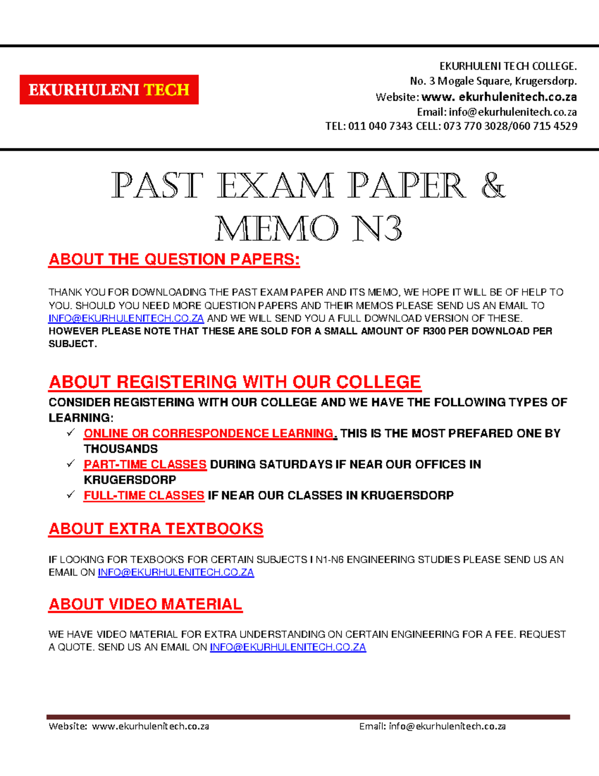 Mechanotechnology MEMO N3 Final Exam Questions & Guidelines - Studocu