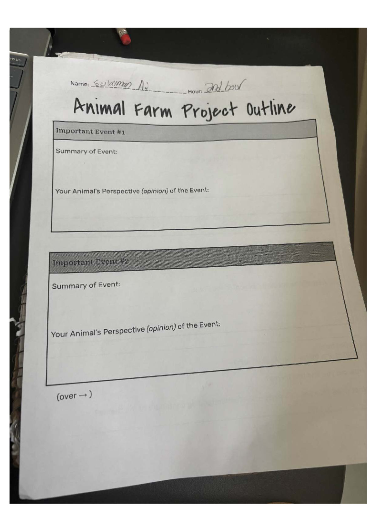 Animal Farm Project Outline: Key Events & Personal Perspectives - Studocu