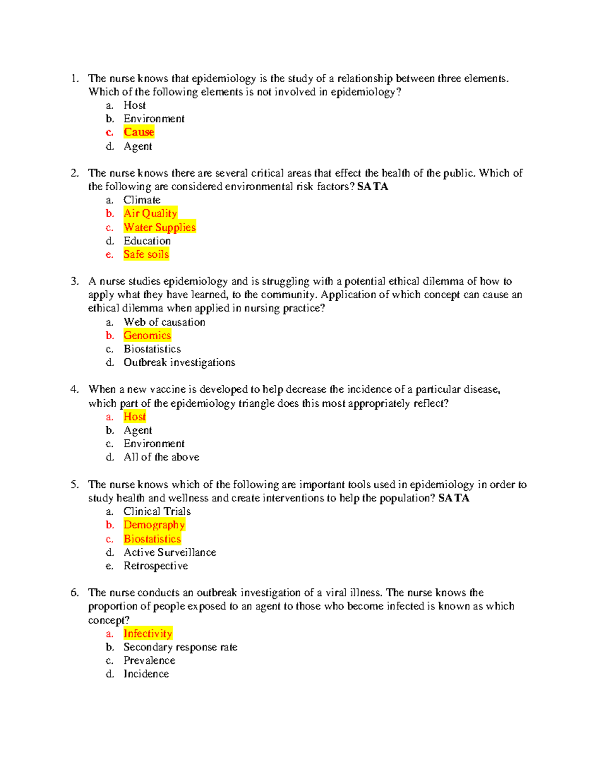 Community health exam 3 review - The nurse knows that epidemiology is ...
