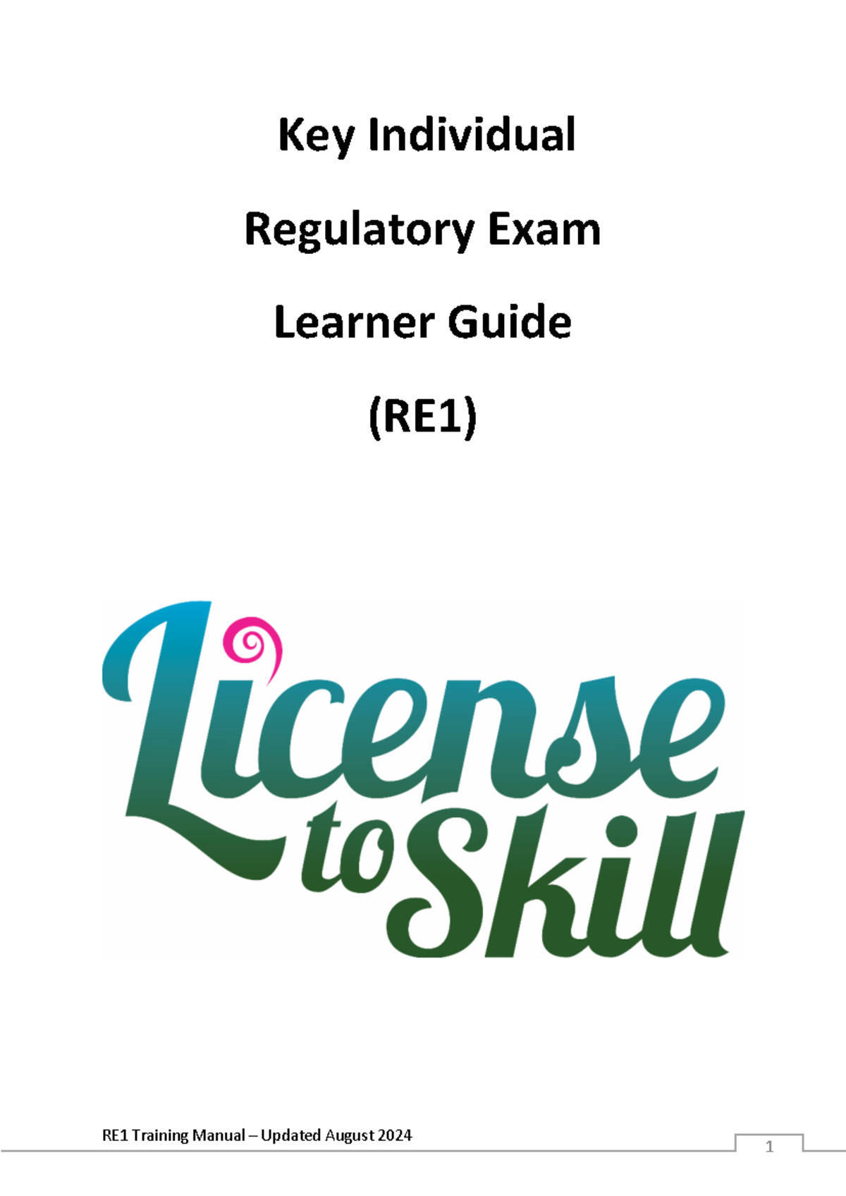 RE1 Learner Guide: Key Individual Regulatory Exam Training Manual - Studocu