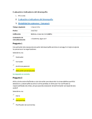 Evaluación e indicadores del desempeño sem 4 - Evaluación e indicadores del desempeño Mis cursos ...