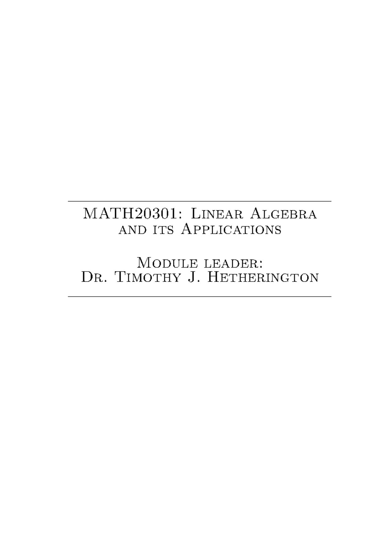 MATH20301: Final Exam Notes on Linear Algebra and Applications - Studocu