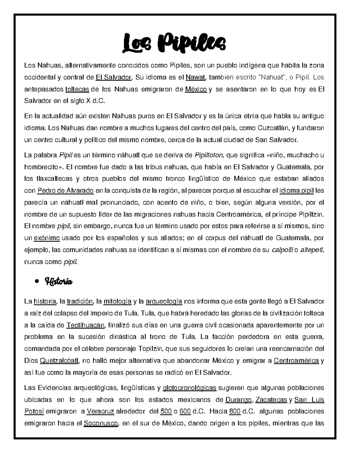 Los Pipiles: Historia, Cultura y Estructura Social de los Náhuas - Studocu
