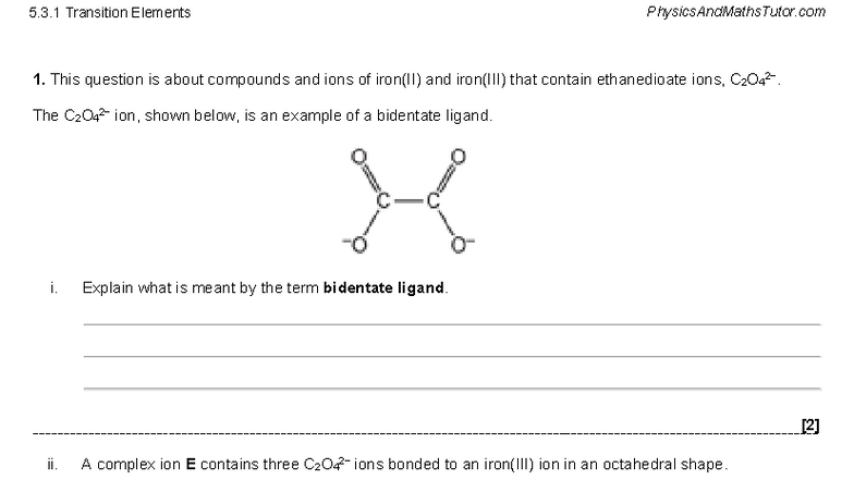 5.3.1 Transition Elements Question Paper Analysis and Solutions - Studocu